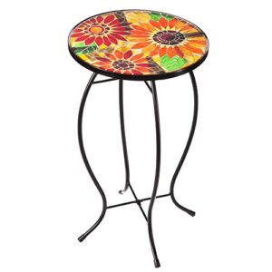 evergreen garden faux mosaic table, sunflower