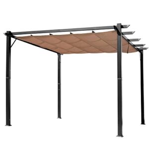 outsunny 10′ x 13′ outdoor retractable pergola canopy, aluminum patio pergola, backyard shade shelter for porch party, garden, grill gazebo – charcoal grey