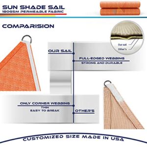 Windscreen4less Sun Shade Sail Canopy 12' x 12' x 12' in Orange with Commercial Grade for Patio Garden Outdoor Facility and Activities - Hardware Kits Included