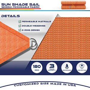 Windscreen4less Sun Shade Sail Canopy 12' x 12' x 12' in Orange with Commercial Grade for Patio Garden Outdoor Facility and Activities - Hardware Kits Included