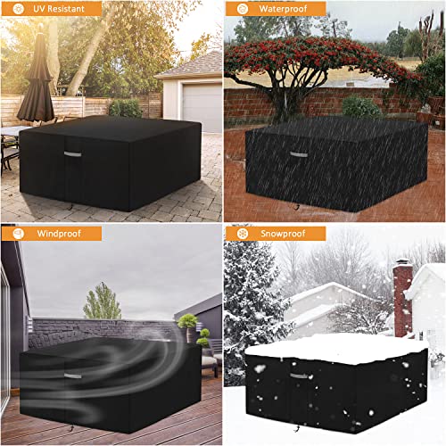 Dokon Patio Furniture Set Cover with Air Vents, Waterproof, Anti-Fading, UV Resistant Heavy Duty 600D Oxford Fabric Outdoor Sectional Sofa Set Cover, Table and Chair Cover (76"L x 76"W x 28"H) - Black