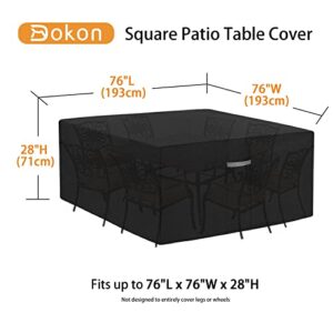 Dokon Patio Furniture Set Cover with Air Vents, Waterproof, Anti-Fading, UV Resistant Heavy Duty 600D Oxford Fabric Outdoor Sectional Sofa Set Cover, Table and Chair Cover (76"L x 76"W x 28"H) - Black