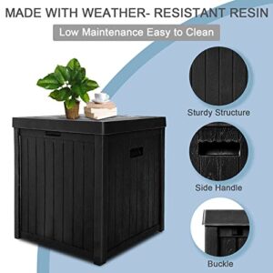 Omelaza 51 Gallon Outdoor Deck Storage Box, Resin Multi-purpose Storage Bins with Lid, Indoor/Outdoor Storage Container, Ideal for Patio Furniture, Pool Accessories, Toys, Gardening Tools - Black