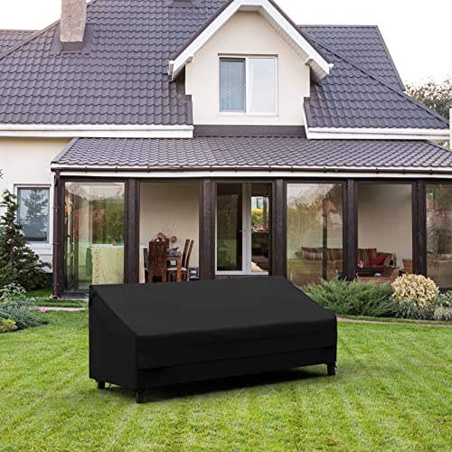 MR. COVER 3-Seater Outdoor Couch Cover Waterproof, 88 Inch Patio Furniture Cover for Sofa, Heavy Duty 600D Polyester & Double-Stitched Seams, Classic Black