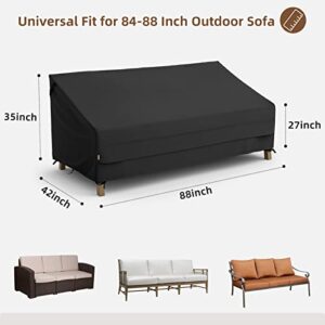 MR. COVER 3-Seater Outdoor Couch Cover Waterproof, 88 Inch Patio Furniture Cover for Sofa, Heavy Duty 600D Polyester & Double-Stitched Seams, Classic Black