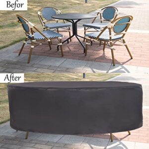 HUHJYUGE Patio Furniture Covers Waterproof 20x22in, Garden Furniture Covers Round, Outdoor Table Chair Set Covers Wind Dust Proof, 420D Heavy Duty Furniture Covers Tear Proof