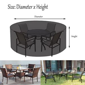 HUHJYUGE Patio Furniture Covers Waterproof 20x22in, Garden Furniture Covers Round, Outdoor Table Chair Set Covers Wind Dust Proof, 420D Heavy Duty Furniture Covers Tear Proof