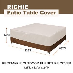 RICHIE 128" x 82" x 24" Patio Furniture Covers Waterproof, Patio Furniture Covers for Dining Table and Chairs, Outdoor Patio Furniture Set Cover Large Rectangular Heavy Duty 600D Patio Cover Anti-Fade