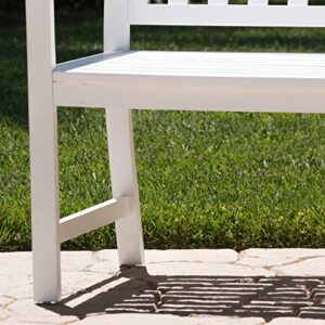 Christopher Knight Home Loja Outdoor Acacia Wood Bench, Pu White