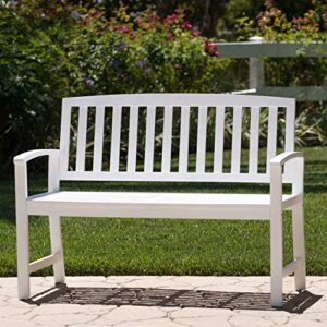 Christopher Knight Home Loja Outdoor Acacia Wood Bench, Pu White