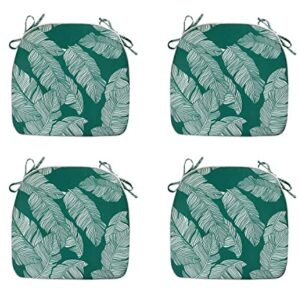 FBTS Prime Outdoor Chair Cushions Set of 4 Patio Seat Cushions with Ties 16x17 Inch Emerald Green Leaves U-Shape Chair Pads for Outdoor Patio Garden Home Office Furniture