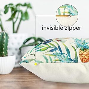 Tropical Green Plants Pillows Case Outdoor Cushions for Garden Furniture Garden Cushions Linen Cushion Covers 18x18 Inches Set of 4 Living Room Sofa Pillows Cushions 45x45 cm