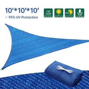 Oneofics 10’x10’x10’ Triangle Sun Shade Sail Sand Sun Shade Sail Canopy UV Block Awning for Outdoor Patio Garden Backyard