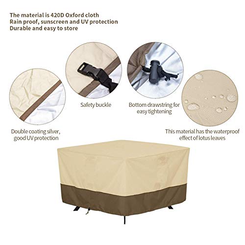 Nisorpa Square Patio Table Cover, 60 Inch Outdoor Furniture Covers Square, Waterproof Covers for Patio Furniture, Heavy Duty Square Patio Cover with Air Vents