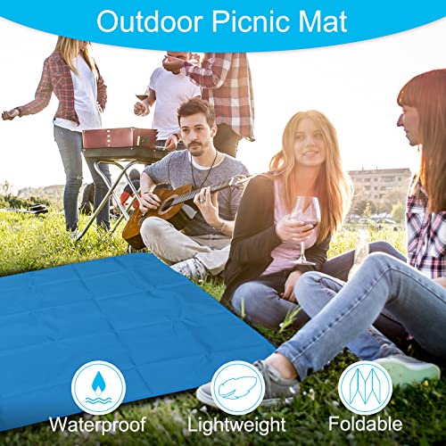 PATIKIL 71" x 59" Outdoor Picnic Blanket, Waterproof Foldable Beach Mat for Hiking, Camping, Park, Garden, Blue