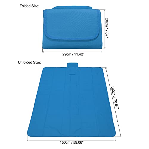 PATIKIL 71" x 59" Outdoor Picnic Blanket, Waterproof Foldable Beach Mat for Hiking, Camping, Park, Garden, Blue