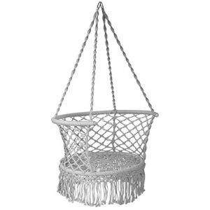 giantex hanging hammock chair, macrame hanging chair 330 pounds capacity, cotton rope handwoven tassels porch swing chair for bedroom, living room, yard, garden, balcony, indoor / outdoor (gray)