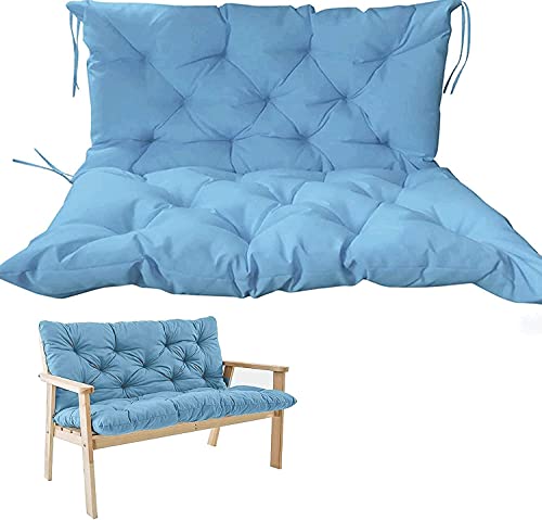 CHFQ Swing Replacement Seat Cushions Outdoor Indoor with Backrest 2-3 Seater Washable Thick Garden Bench Cushion Waterproof Non-Slip Recliner Mat Sofa, Blue , 59.06 x 39.37 in