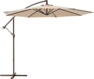 american phoenix 10ft offset hanging patio umbrella cantilever outdoor umbrellas with crank & cross base for garden, backyard, pool and beach (beige)