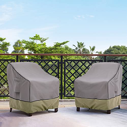 BRIVIC Patio Furniture Covers Waterproof for Chair, Outdoor Lawn Chair Covers Fits up to 32W x 37W x 36H inches(2Pack), Grey