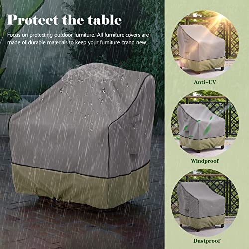 BRIVIC Patio Furniture Covers Waterproof for Chair, Outdoor Lawn Chair Covers Fits up to 32W x 37W x 36H inches(2Pack), Grey