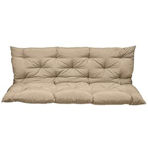 rlosqvee outside benches cushion with backrest, thicken waterproof swing cushions 2/3 seater replacement, porch swing cushions outdoor (beige, 40 x 60 inch)