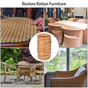 Feyart 40m/131ft 7mm Light Wood Wicker Repair Kit, PE Rattan Repair Kit for Wicker Chair Fixing, Patio Furniture Repair