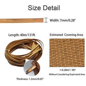 Feyart 40m/131ft 7mm Light Wood Wicker Repair Kit, PE Rattan Repair Kit for Wicker Chair Fixing, Patio Furniture Repair