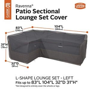 Classic Accessories Ravenna Water-Resistant 104 Inch Patio Left Facing Sectional Lounge Set Cover, Patio Furniture Covers, Dark Taupe