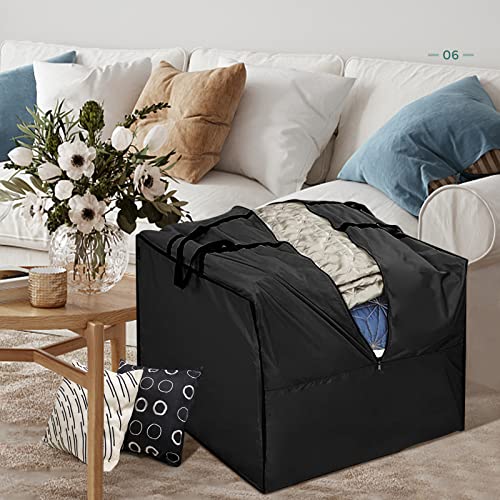 boyspringg Outdoor Cushion Storage Bag, 32''x32''x24'', Patio Cushion Storage Bag 420D Oxford Cloth Waterproof , Cushion Storage Bag for Patio Furniture, Cushion, Pillow etc.（Black）