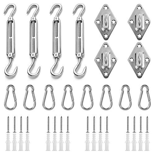 HOMPER M6 Awning Attachment Set, Heavy Duty Sun Shade Sail Stainless Steel Hardware Kit for Garden Triangle and Square, Rectangle, Sun Shade Sail Fixing Accessories