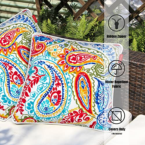 Pcinfuns Outdoor Lumbar Pillow Covers,Patio Garden Decorative Pillow Cover,Fade-Resistant Pillowcase 12x20 Inch for Outdoor Home Patio Coach Sofa,Paisley Multi,Pack of 2