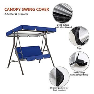 JHGF Patio Swing Canopy Fabric Waterproof Top Cover Cloth, Replacement Canopy Cover, All Weather Protection Outdoor Garden Furniture Covers for 2/3-Seater Chair Awning Glider Swing Cover