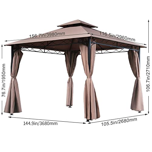 FDW Canopy Tent Gazebo 10' X 13' Grill Gazebo for Patios BBQ Outdoor Patio Large Garden Top Gazebo with Sidewall Party Tent