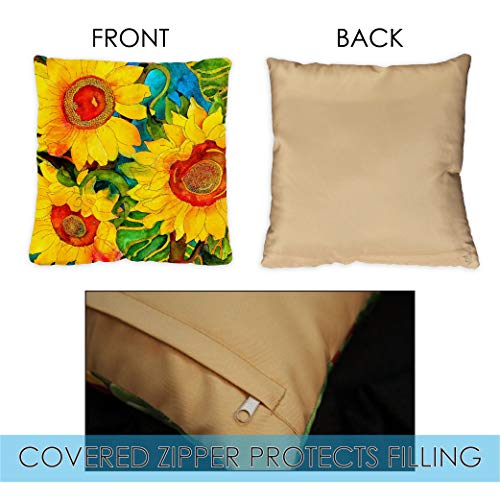 Toland Home Garden Decorative Sunny Sunflowers Summer Fall Autumn Floral 18 x 18 Inch Pillow Case (2-Pack)