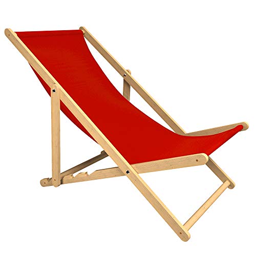 Holtaz Premium deckchair in Beech Wood, Garden and Balcony, Thick slats, Waterproof, Resistant, Load up to 130 kg.