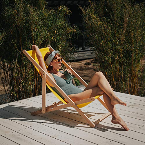 Holtaz Premium deckchair in Beech Wood, Garden and Balcony, Thick slats, Waterproof, Resistant, Load up to 130 kg.