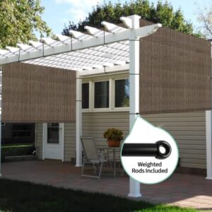 SunnyRoyal Pergola Shade Cover 12' x 16' Replacement Canopy Shade Cover for Pergola with Grommets Sun Shade Cloth Sail for Outdoor Privacy Patio Garden Weighted Rods Included (Brown)