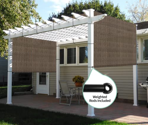 SunnyRoyal Pergola Shade Cover 12' x 16' Replacement Canopy Shade Cover for Pergola with Grommets Sun Shade Cloth Sail for Outdoor Privacy Patio Garden Weighted Rods Included (Brown)