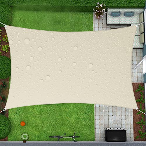 Coarbor Waterproof Sun Shade Sail Rectangle Perfect for Patio Outdoor Garden Custom Beige 16'x 16'