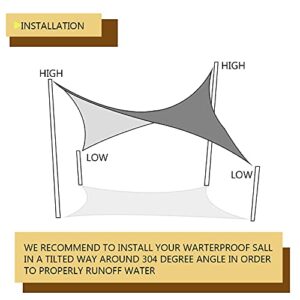 Coarbor Waterproof Sun Shade Sail Rectangle Perfect for Patio Outdoor Garden Custom Beige 16'x 16'