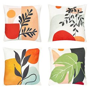 boyouan outdoor pillow covers 18×18 set of 4 waterproof boho throw pillows cover for couch patio furniture garden balcony tent sofa decorative square pillowcase spring outdoor farmhouse decor