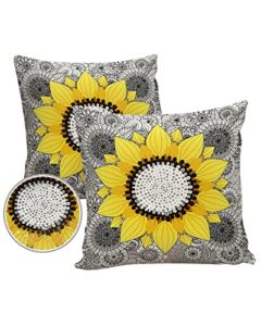 pack of 2 outdoor waterproof pillow covers 20×20 inch mandala and sunflower flower geometry pattern throw pillow covers decorative cushion covers for patio garden tent