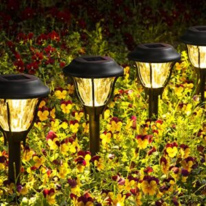 gigalumi solar garden lights, 6 pack solar yard lights, bright solar lights outdoor waterproof, led solar pathway lights auto on/off, landscape path lights solar powered for yard, walkway, lawn