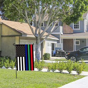 FRF Thin Blue Green and Red Line Garden Flag - Double Sided Support Military Fire Police 12.5 x 18 Inch - Blue Line American Flags Honoring Law Enforcement Officers Yard Outdoor Decor Banner