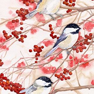 Toland Home Garden 1110443 Chickadees and Berries Spring Flag 12x18 Inch Double Sided Spring Garden Flag for Outdoor House Bird Flag Yard Decoration