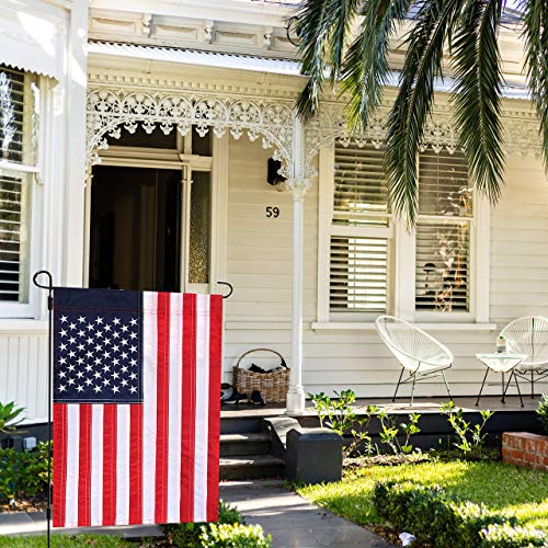 Mogarden American Garden Flag Embroidered Stars, 12.5 x 18 Inch Sewn Stripes Double Stitched, Small Applique Patriotic 4th of July USA Yard Flag For All Seasons For Outside