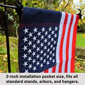 Mogarden American Garden Flag Embroidered Stars, 12.5 x 18 Inch Sewn Stripes Double Stitched, Small Applique Patriotic 4th of July USA Yard Flag For All Seasons For Outside