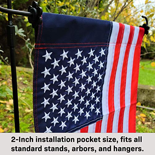 Mogarden American Garden Flag Embroidered Stars, 12.5 x 18 Inch Sewn Stripes Double Stitched, Small Applique Patriotic 4th of July USA Yard Flag For All Seasons For Outside