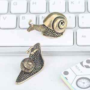 2pcs Snail decor Outdoor pond Garden snail figurine Brass Snail With feng shui decorative effect The meaning of the snail walk slowly and have a safe journey，Suitable for computer desk decoration